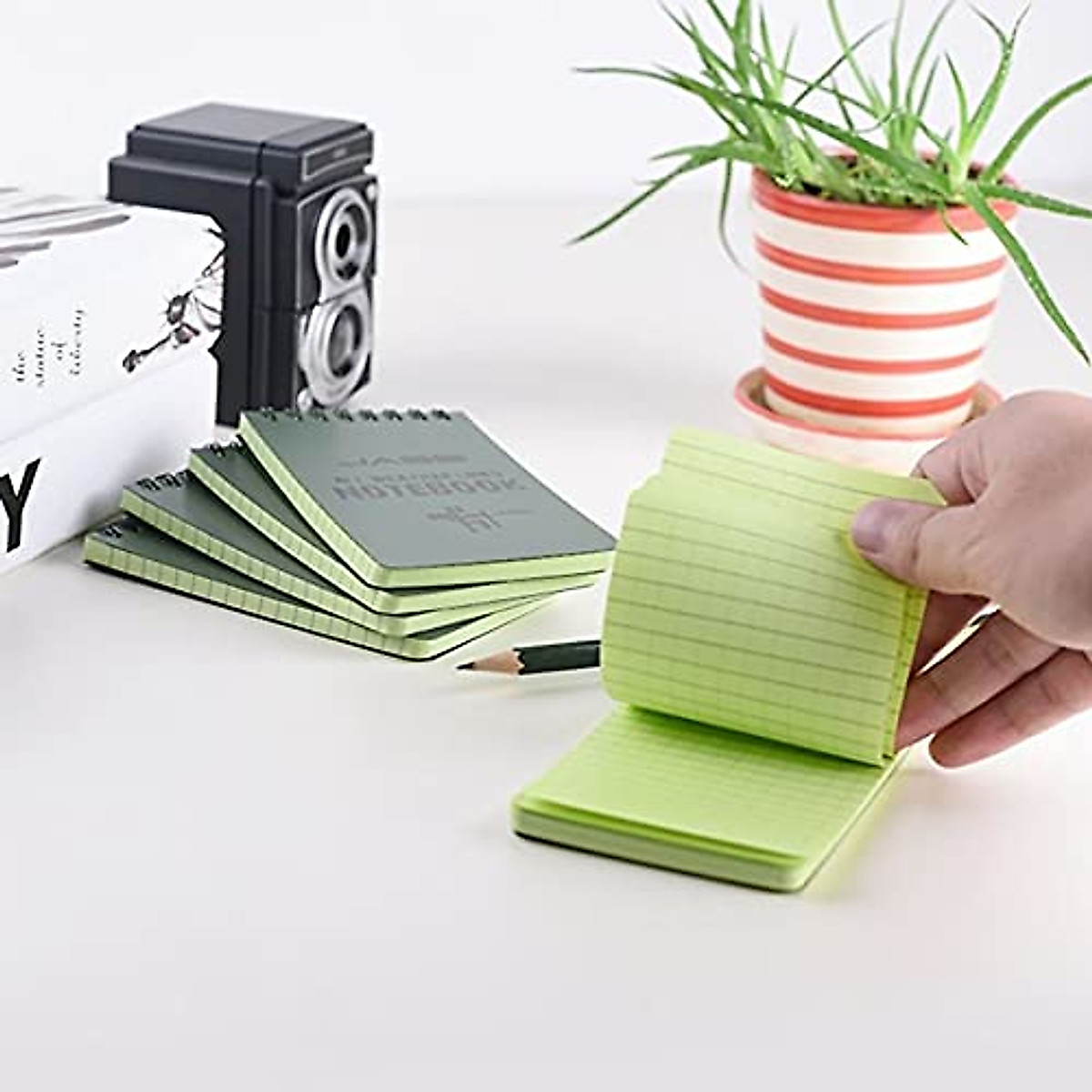 All-Weather Top-Spiral Notebook 3" x 5" Green Cover Waterproof Shower Aqua Notes Notepad Notebook(5 Pack)1