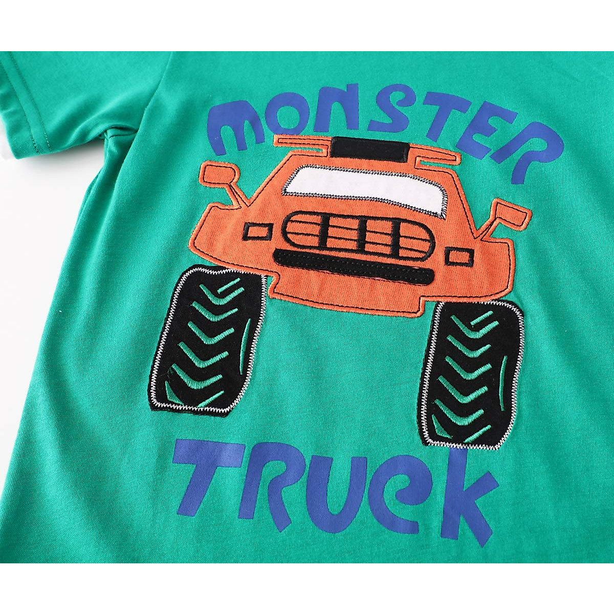 Julerwoo Toddler Boys Monster Truck Short Plaid Pants Set Outfits Summer Clothes 3t