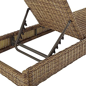 Crosley Furniture Bradenton Reclining Wicker Outdoor Chaise Lounge Chair for Patio, Deck, Backyard, Poolside, Weathered Brown with Gray Cushions