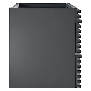 Modway Render 35" MDF Wood Wall-Mount Bathroom Vanity Cabinet in Gray