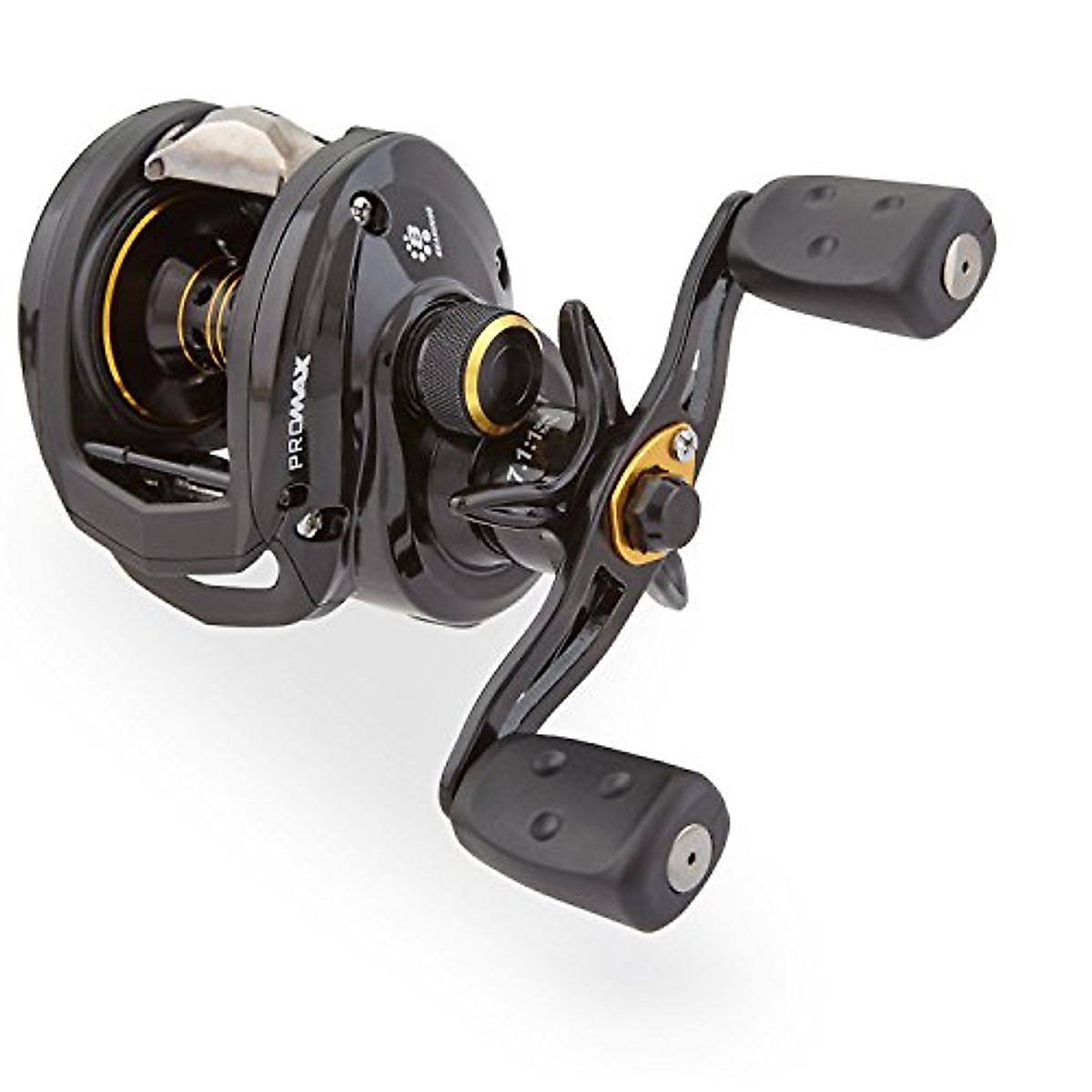Abu Garcia PMAX3-L Pro Max Low-Profile Baitcast Fishing Reel, Left Hand,Gold,Black