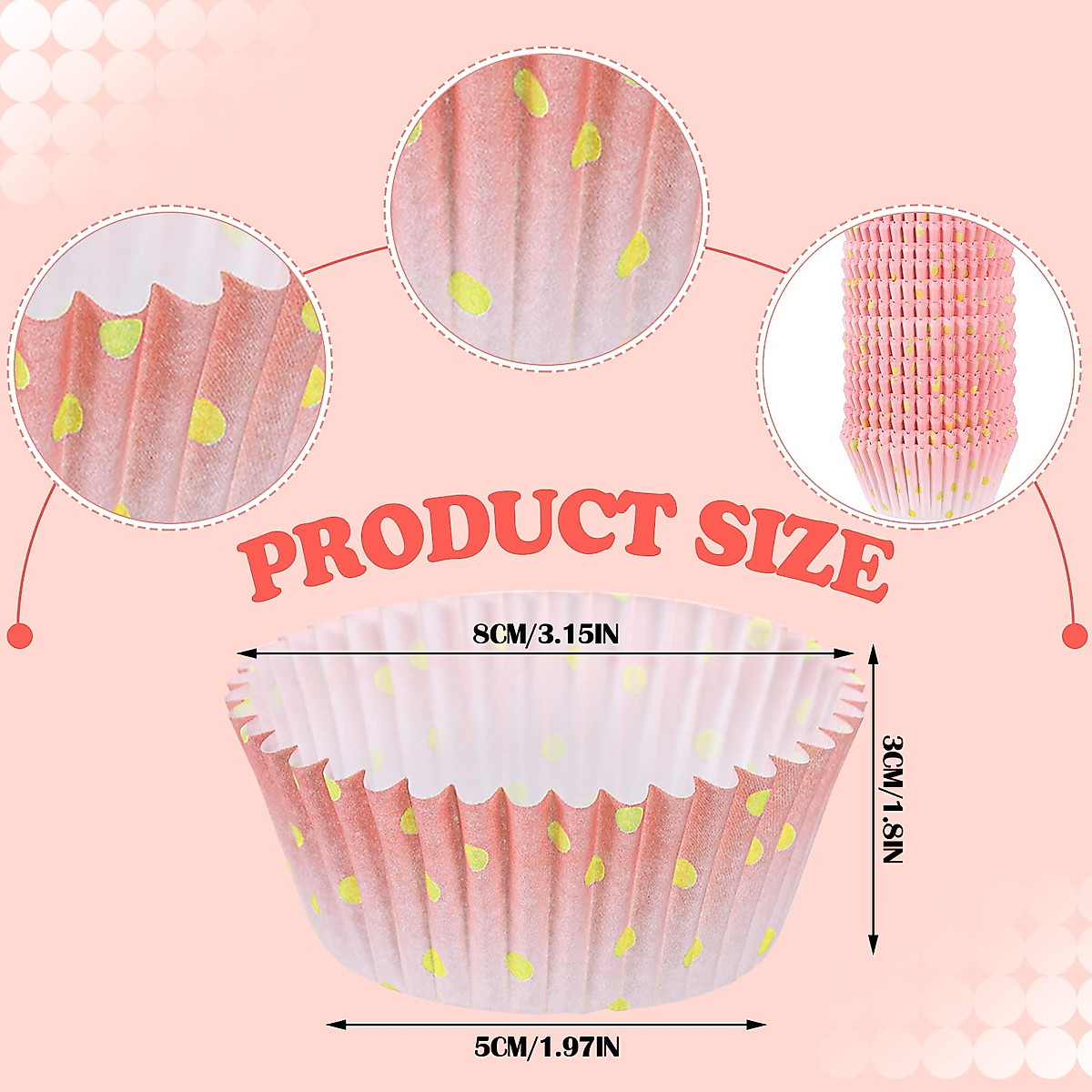 Funtery 300 Count Pink Cupcake Liners Pink Gold Bridal Shower Cupcake Wrappers Cupcake Wrappers Decorations Paper Cupcake Liners for Baking Baby Bridal Shower Wedding Birthday Tea Party Decorations