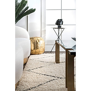 nuLOOM Jessie Moroccan Lattice Tassel Area Rug, 5x8, Off-white