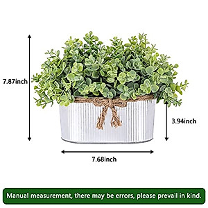 CEWOR Artificial Eucalyptus Leaves Faux Plants Desk Fake Potted Plants in Rustic Rectangular Pots Table Centerpiece for Home Decor Office Bathroom Desk Room Greenery Decor or Gift
