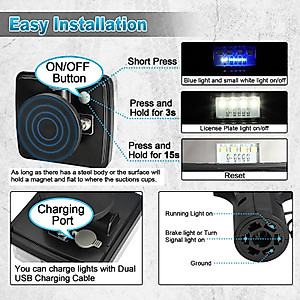 Partsam LED Magnetic Towing Tail Light 58LED Wireless LED Towing Trailer Light Kit Universal Stop Turn Running Light with License Plate Light Dual USB Cable Charges for Trucks Trailers IP67 10-30V