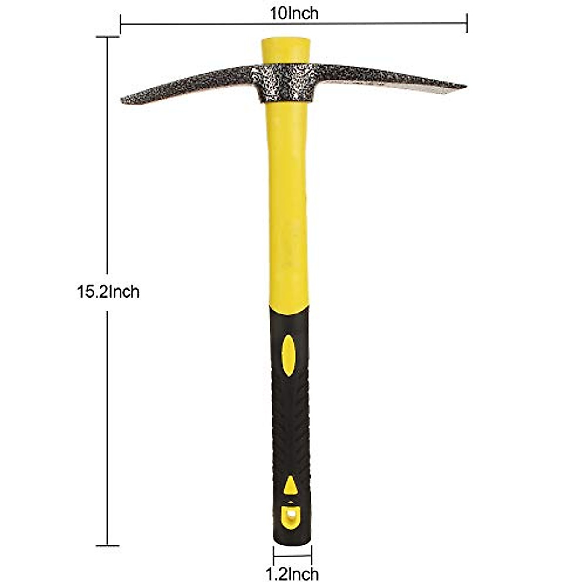 Ziqi Weeding Mattock Hoe 15 Inch Forged Garden Picks Tool, Pick Mattock with Fiberglass Handle, Garden Pick Axe Long Handle for Loosening Soil, Cultivating Vegetable Gardens, Camping, Archaeological