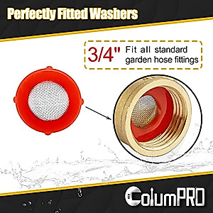 ColumPRO 20 Pieces Stainless Steel Hose Coupling Filter Silicone Washers, Silicone Washer Hose Filters,Fittings fit Standard for 3/4 Inch Garden Hose Connector and 5/8 Inch Washing Machine