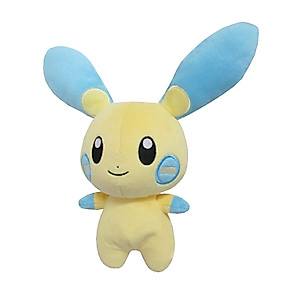 Sanei Pokemon All Star Series - PP70 - Minun Stuffed Plush, Yellow, Blue, 6.5"
