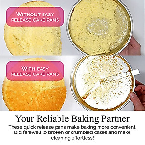 Aunt Shannon's Kitchen 8 Inch Round Cake Pans, 3 Pack, Silver Cake Pan with a Built-in Swivel Blade, Easy Release Cake Pans Set for Baking, Baking Pans Set for 3-Layer Cake, Dishwasher Safe