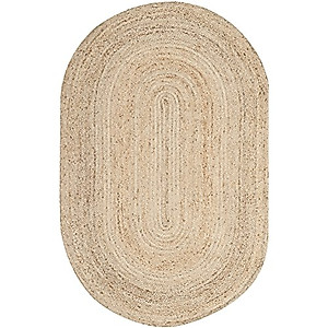 SAFAVIEH Cape Cod Collection Area Rug - 5' x 8' Oval, Natural, Handmade Flat Weave Jute, Ideal for High Traffic Areas in Living Room, Bedroom (CAP252A)