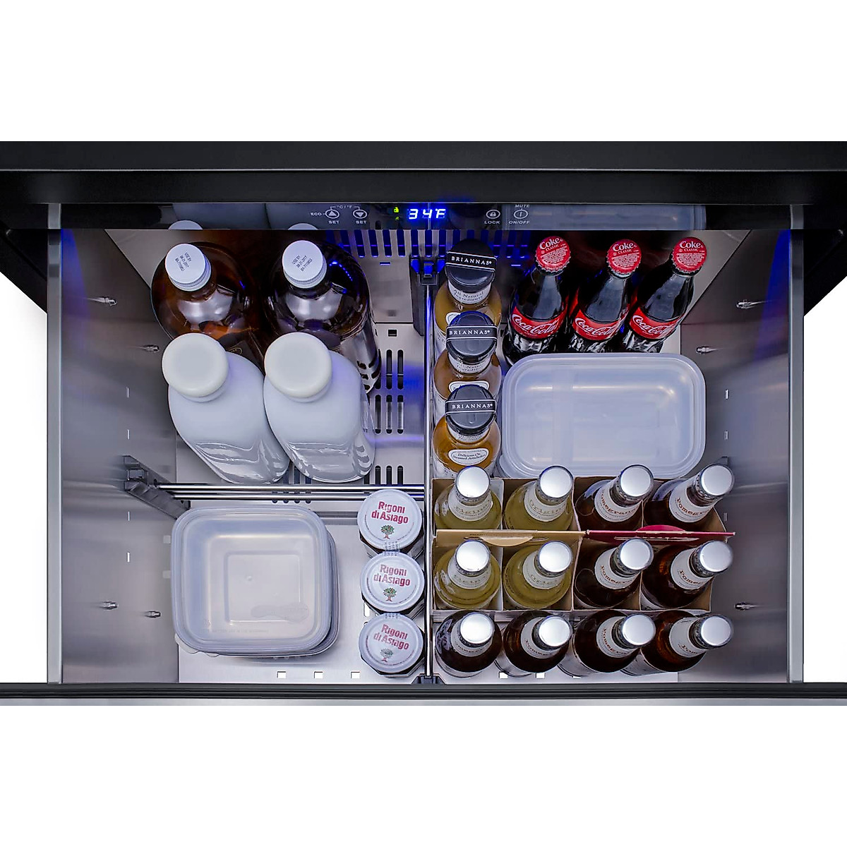 Summit Appliance SPR275OS2D 27" Wide 2-Drawer All-Refrigerator, 4.83 cu.ft; Stainless Steel Drawers; Wweatherproof; Frost-free; LED Lighting; Digital Thermostat; Drawer Dividers