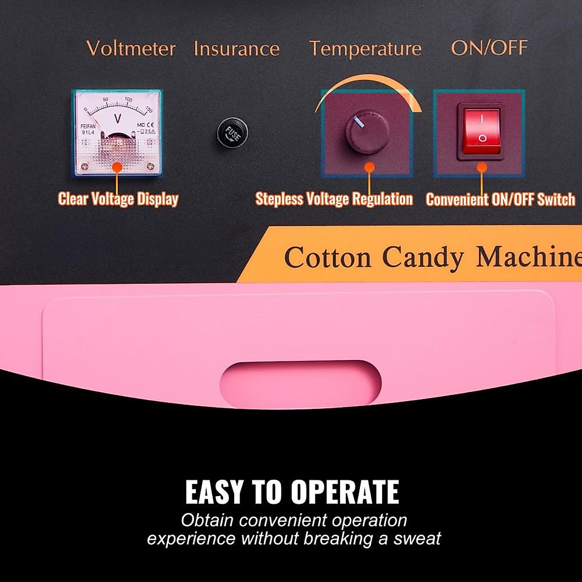 Pink Commercial Electric Cotton Candy Machine with Stainless Steel Bowl - Perfect for Kids Birthday and Family Party - Candy Floss Maker
