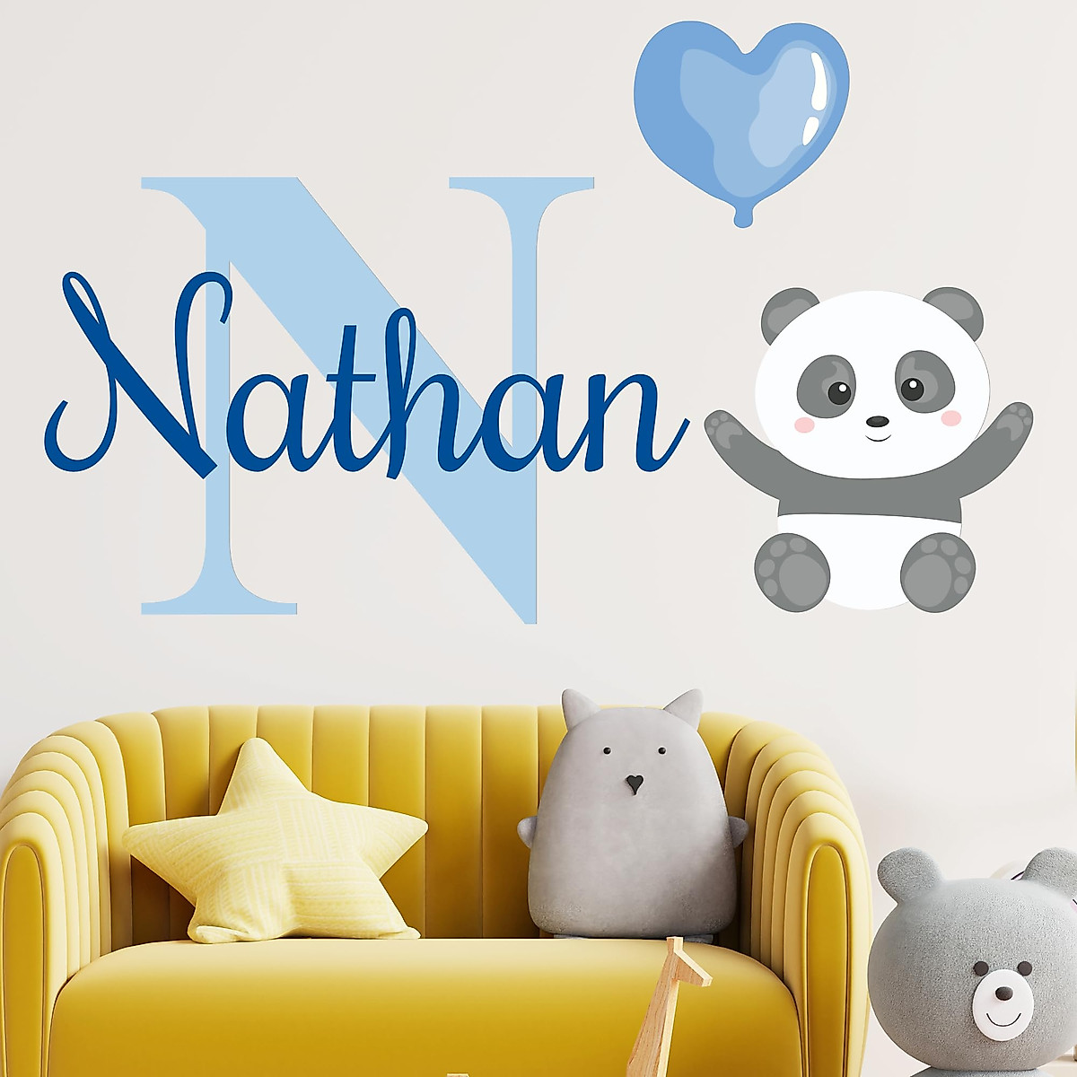 EGD Custom Name and Initial Panda Wall Decals | Panda Decorations for Kids | Room Decorations for Boy & Girl | Nursery Wall Decor | Panda Party Decorations | Multiple Customization Options