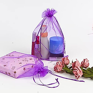 SULOLI 50Pcs Organza Jewelry Bags,8x12 inches Purple Organza Gift Bags with Drawstring Mesh Jewelry Bag for Presents