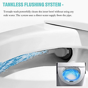 ZAHEES Smart Bidet Toilet, Smart Toilet with Built-in Bidet Seat, Tankless Toilet with Foot Sensor Auto Flush
