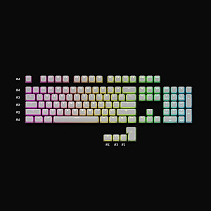 HK GAMING 112 Double Shot PBT Shine Through Pudding Keycaps Ansi/ISO - OEM Profile for MX Switches White