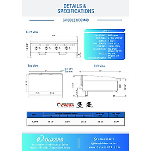 Dukers DCGM48 48 Inch Commercial Gas Griddle with 4 Burners Natural Gas/Liquid Propane