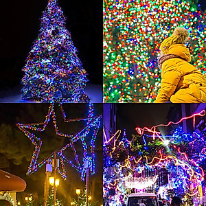 WATERGLIDE Extra Long 328 FT Fairy String Lights, 1000 LED Outdoor Green Wire Christmas Lights, Plug in Mini Light 8 Modes & Waterproof for Outside Xmas Tree Holiday Wedding Party Decor, Multicolor