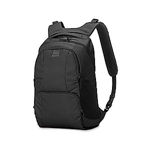 Pacsafe Metrosafe LS450 25 Liter Anti Theft Laptop Backpack - with Padded 15" Laptop Sleeve, Adjustable Shoulder Straps, Patented Security Technology (Black)