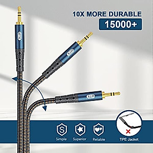 EMK Headphone Extension Cable 3.5mm AUX Extension Male to Female Stereo Audio Cable 24k-Gold Plated Connector Nylon Braided AUX Extension Cord(3.3ft/1m)