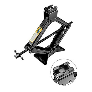 QWORK 4409 lbs Scissor Jack for Car, Steel Scissor Lift Jack Car Kit, Car Tire Jack for Auto/SUV/MPV, with Saving Effort Ratchet, Black