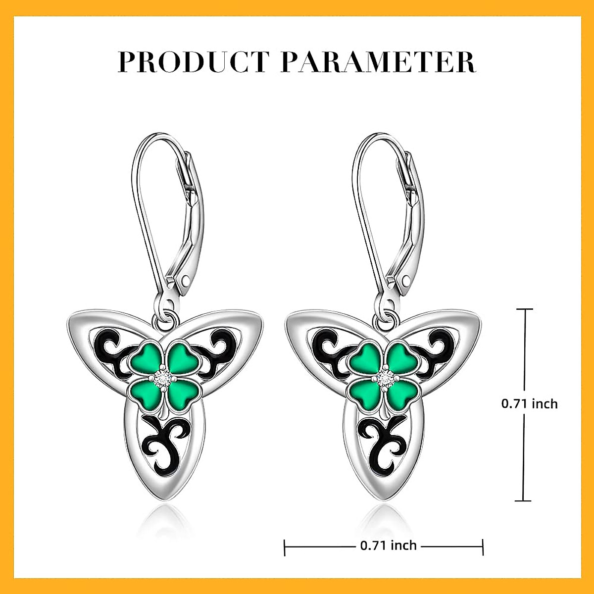 St Patricks Day Earrings Shamrock Earrings for Women Sterling Silver Celtic Knot Green Four Leaf Clover Earrings triangle Jewelry Friendship Irish Birthday Gifts