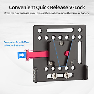 Nitze V Mount Plate, V-Lock Battery Mounting Plate with 1/4" Screws and Multiple Threaded Holes - N21B