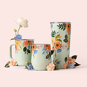 Corkcicle Paper Rifle Co. Coffee Mug, Insulated Travel Coffee Cup with Lid, Stainless Steel, Spill Proof for Coffee, Tea, and Hot Cocoa, Mint Lively Floral, 16 oz