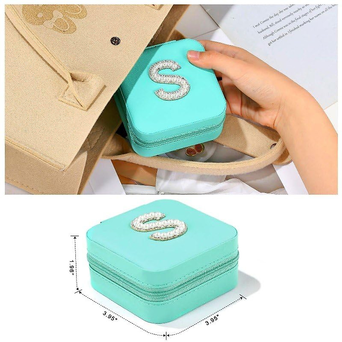 Parima Travel Jewelry Box for Women Girls, J Initial Jewelry Box for Girls | Small Jewelry Box for Women | Birthday Gifts for Women Jewelry Case - Letter J, Blue