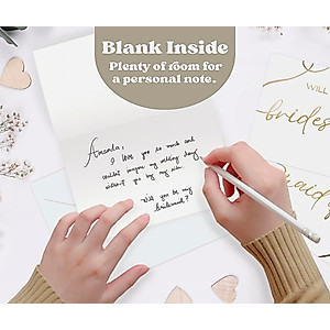 Bridesmaid Proposal Cards - 12 Cards With Envelopes - Includes Will You Be My Bridesmaid, Maid of Honor, Matron of Honor, Flower Girl Cards