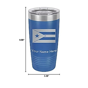 LaserGram 20oz Vacuum Insulated Tumbler Mug, Flag of Puerto Rico, Personalized Engraving Included (Dark Blue)