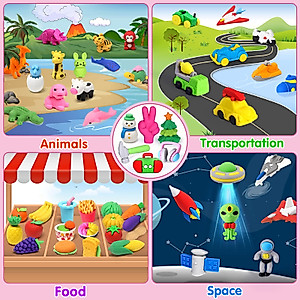 Arscniek 110 Pack Animal Erasers for Kids Bulk, Cute Desk Pets Treasure Box Toys for Classroom Prizes Rewards, Mini Pencil Erasers Take Apart Erasers Back to School Supplies Gift for Boys Girls