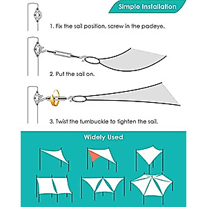 EVERSEE Sun Shade Sail Hardware Kit 5 inch 304 Stainless Steel for Rectangular/Square/Triangle Sun Shade Sail Installation Patio Lawn and Garden, Heavy Duty Anti-Rust Sail Shade Hardware Kit, 40 Pcs