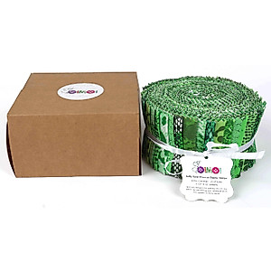 Soimoi 40Pcs Tie Dye Print Cotton Precut Fabrics for Quilting Craft Strips 2.5x42inches Jelly Roll - Green