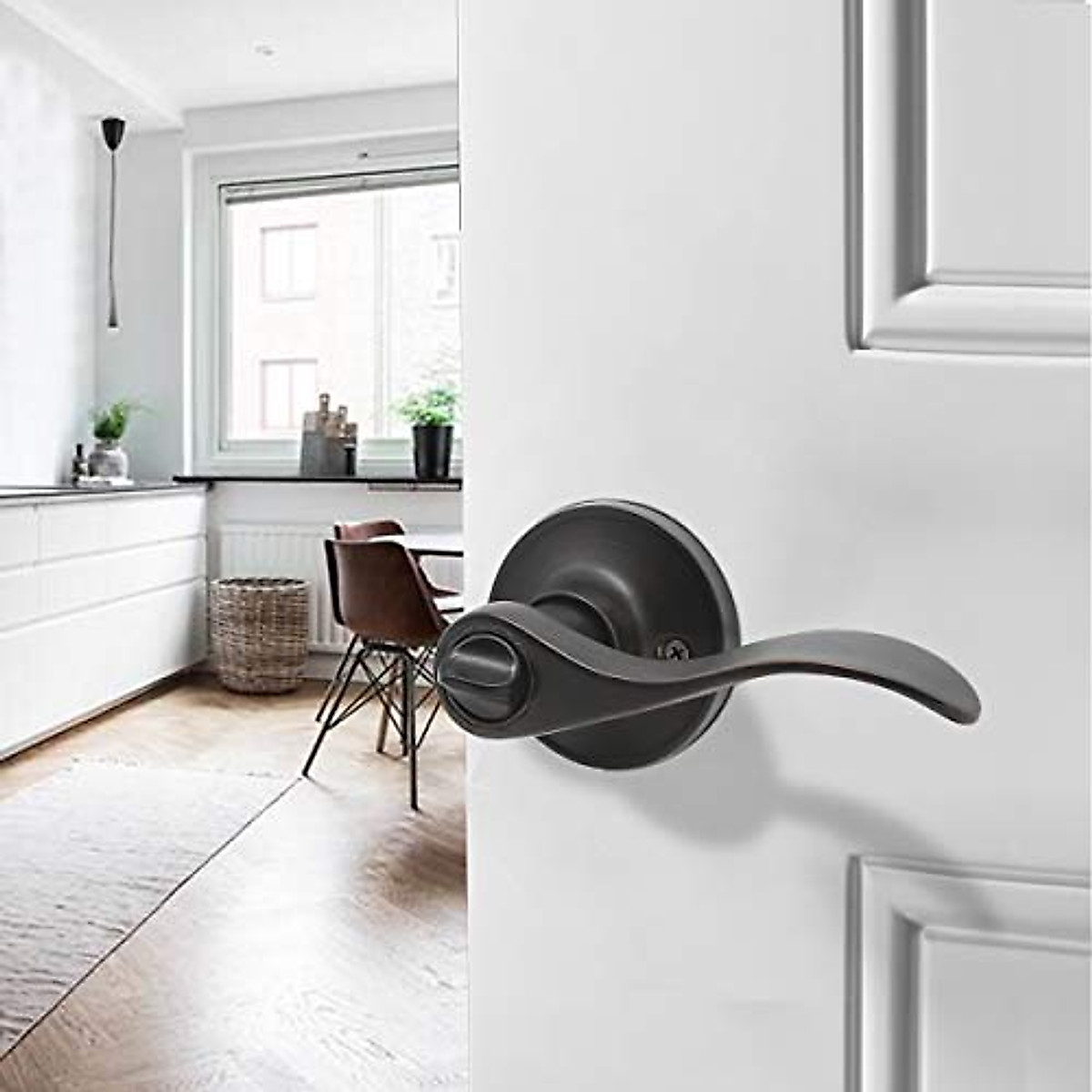 Gobrico Interior Privacy Door Levers for Bathroom Bedroom Keyless Door Locksets Drop Door Handles,Oil Rubbed Bronze Finished, 2pack