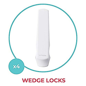 Toddleroo by North States Sliding Window & Door Wedge Locks | Limits The Space That Windows and Sliding Doors can Open | No Tools Required | Baby proofing with Confidence (4-Pack, White)