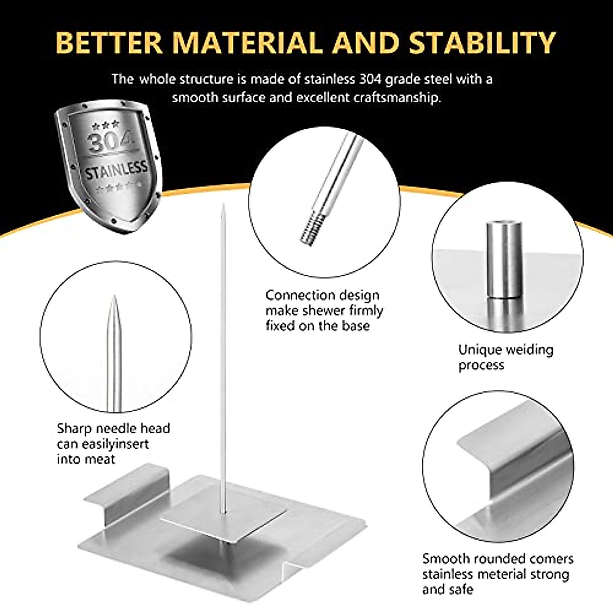 Vertical Tacos Al Pastor Skewer - Brazilian Barbecue Tools Stainless Steel, Doner Kebab Skewer Stand, YIDADA Gaucho Skewer Hack