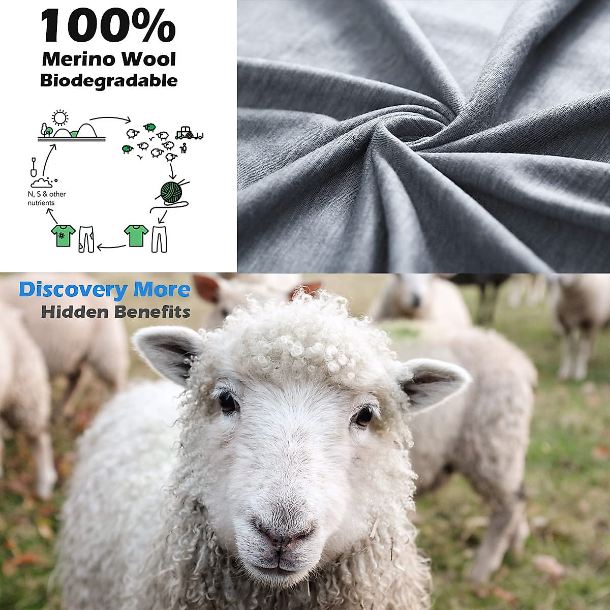 Merino Protect Merino Wool Base Layer Mens Soft Quarter Zip Pullover Sweaters Heavyweight Long Sleeve Shirt Hiking Hunting Light Grey Heather