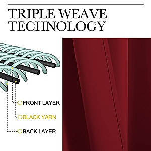 NICETOWN Christmas Burgundy Curtains Blackout Draperies Panels, Thermal Insulated Blackout Drapes for Sliding Door, Burgundy Red Color, 52" x 95", 2 Panels