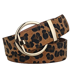 ALPHYLY Womens Leopard Print Leather Belts for Women, Waist Belts Designer Belt Women, For waist size 27-35''