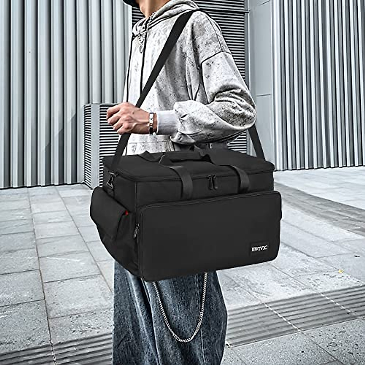 IBVIVIC High Capacity Gig Band Cable File Bag, 600D Oxford With with Adjustable Dividers and Double Separate Bags, for Cords, Sound Equipment, DJ Gear, Musician Accessories