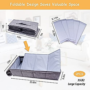 GDV Under Bed Storage,2Pcs Clear Panel Under Bed Shoe Storage, With Zipper Underbed Storage Containers Bin And W/Reinforced Handle Under Bed Storage Organizer Box,For Clothing,Pillows