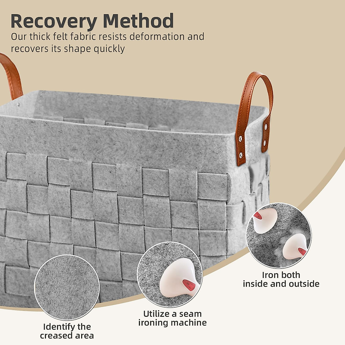 BOLDMONEKY Blankets Basket 15" x13 " x11 " 2 Pack, Large Storage Baskets for Organizing Rectangular, Living Room Dog Toy Bin for Dirty Clothes, Pillows, Towel-Light Gray