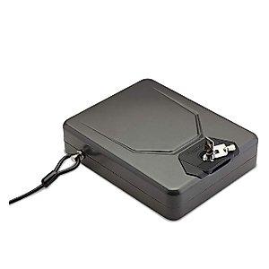 Hornady Alpha Elite Portable Lock Box for Guns and Valuables – Includes 2 Keys and 4 Foot Steel Cable – Thick 16-Gauge Steel, An Ideal Car Lock Box or Truck Safe – Black, 10.25 x 8 x 2.75 Inches