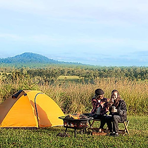 Wood Fire Pits,Bonfire Pit,Fire Pits for Outside,30 Inch Round Cast Iron Fire Pit for Patio,Backyard with Spark Screen,Fire Poker and Metal Grate (Flame)