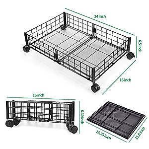 Riian Under the Bed Storage Underbed Storage with Wheels Space-saving Under Bed Rolling Storage Drawers Containers with Wheels for Bedroom Clothes Shoes Toys Blankets Movable - 2 Sets