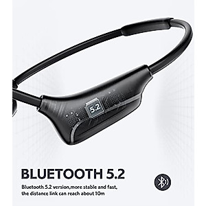 NAGFAK Bone Conduction Headphones Bluetooth Open Ear Running Headset Wireless with Mic Headphones Sport IP67 Waterproof Headphone Built-in 16GB Memory Cool Breathing Light