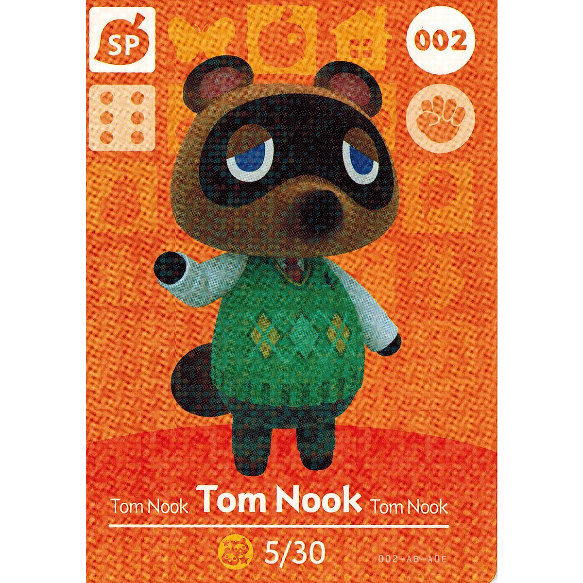 Nintendo Animal Crossing Happy Home Designer Amiibo Card Tom Nook 002/100