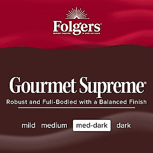 Folgers Gourmet Supreme Medium Dark Roast Ground Coffee, 22.6 Ounces (Pack of 6)