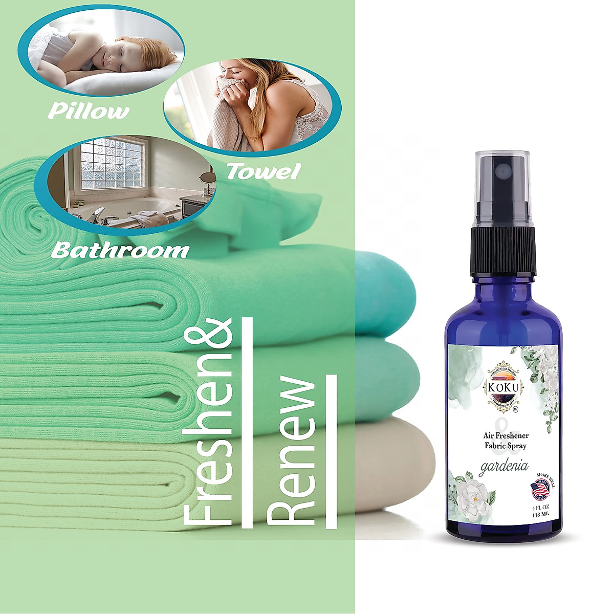 Gardenia Air Freshener - Room Spray - Odor Eliminator - Deodorizer - Car Air Freshener - Home Spray - Linen Spray - Fabric Refresher - Non-Toxic - Alcohol Free – 4 Oz